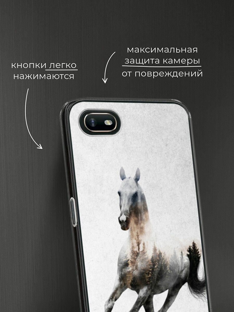 Силиконовый чехол на Oppo A1k / Оппо А1к с принтом "Лошадь лес" — фото 1
