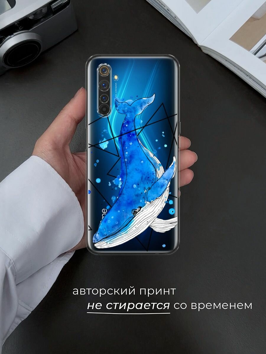Чехол на Realme 6 Pro / Реалми 6 Про с принтом "Кит графика", прозрачный — фото 1