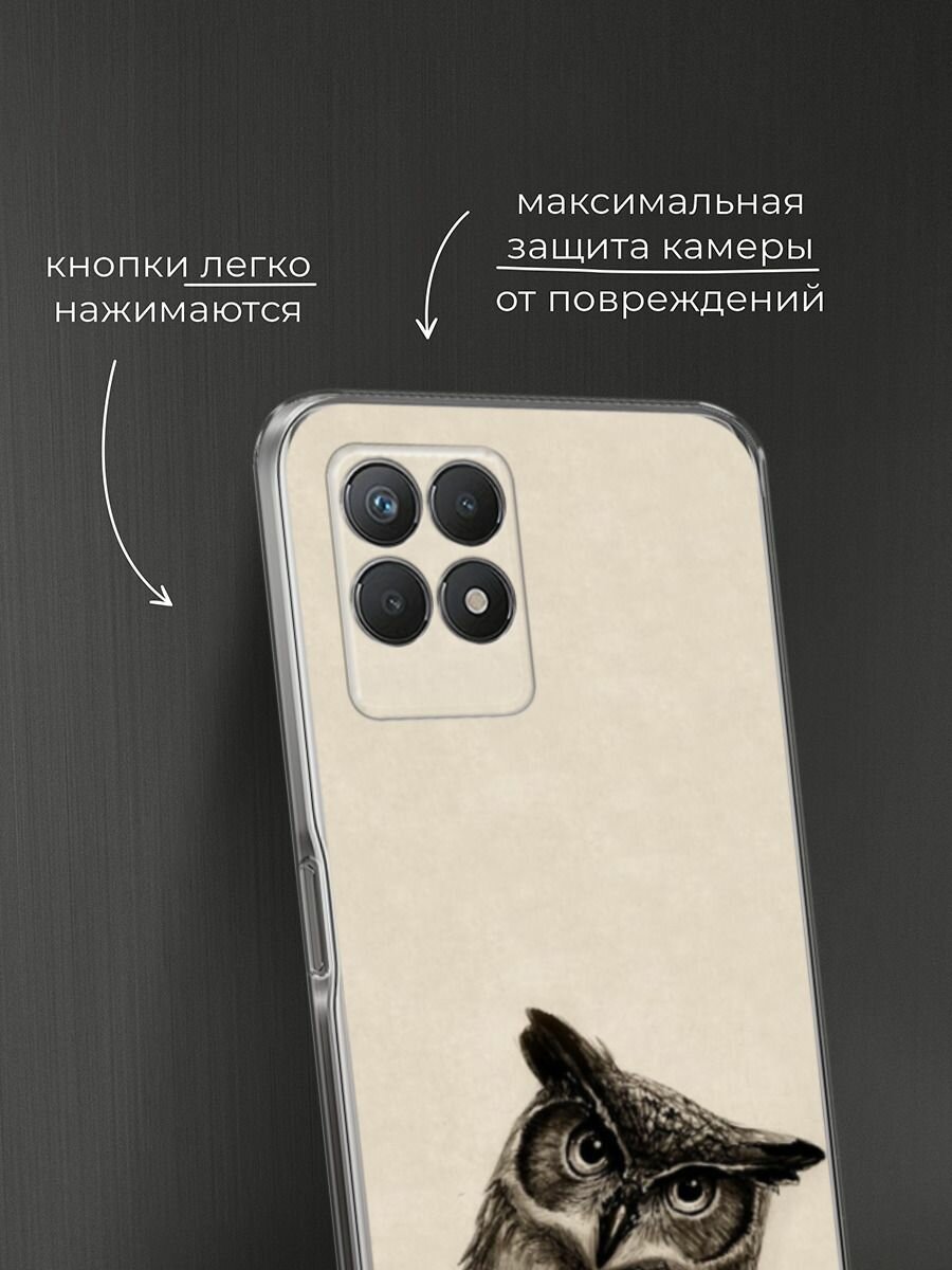 Силиконовый чехол на Realme 8i / Реалми 8i с принтом "Сова" — фото 1