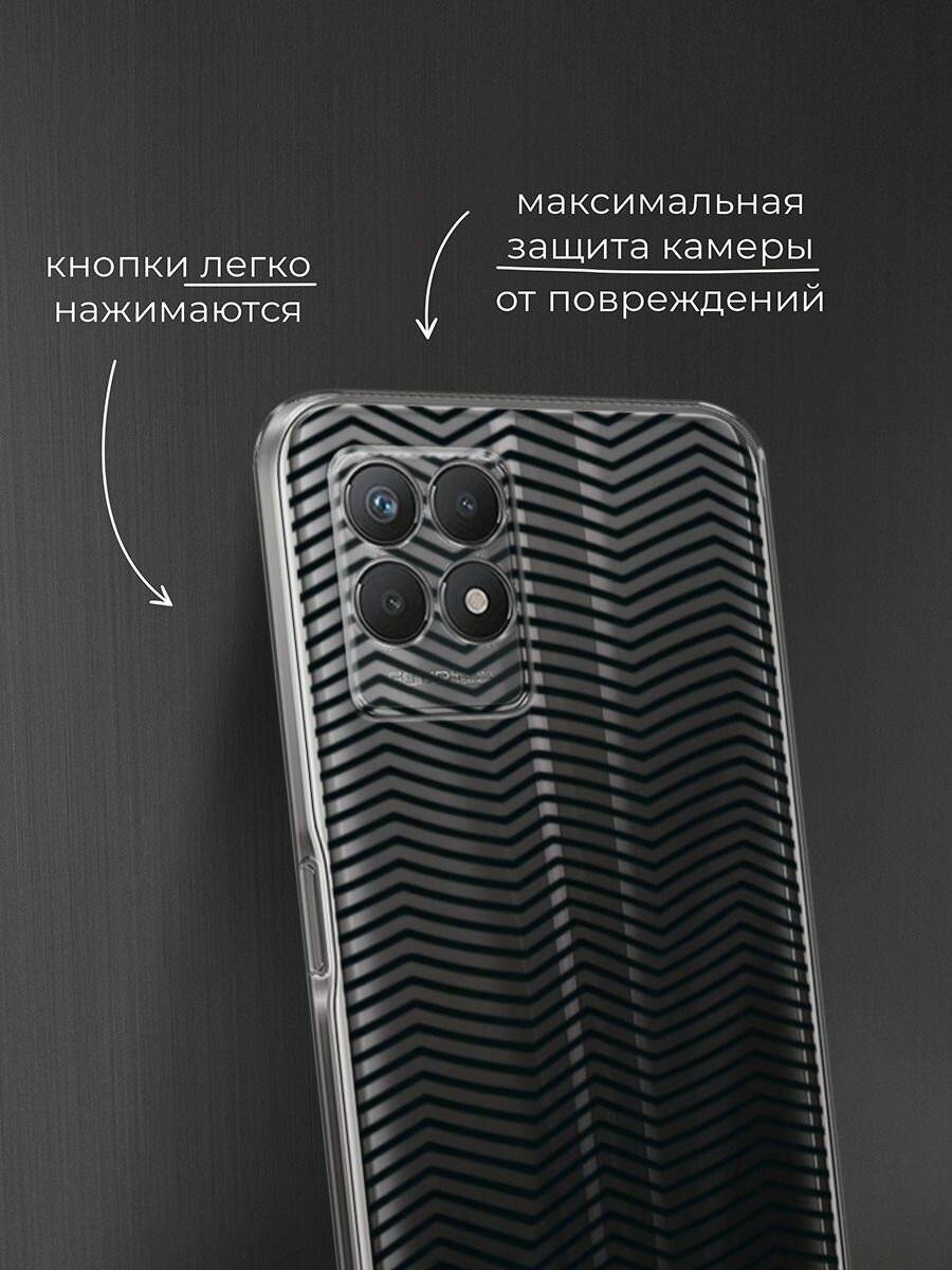 Чехол на Realme 8i / Реалми 8i с принтом "Зрительный обман черный", прозрачный — фото 1