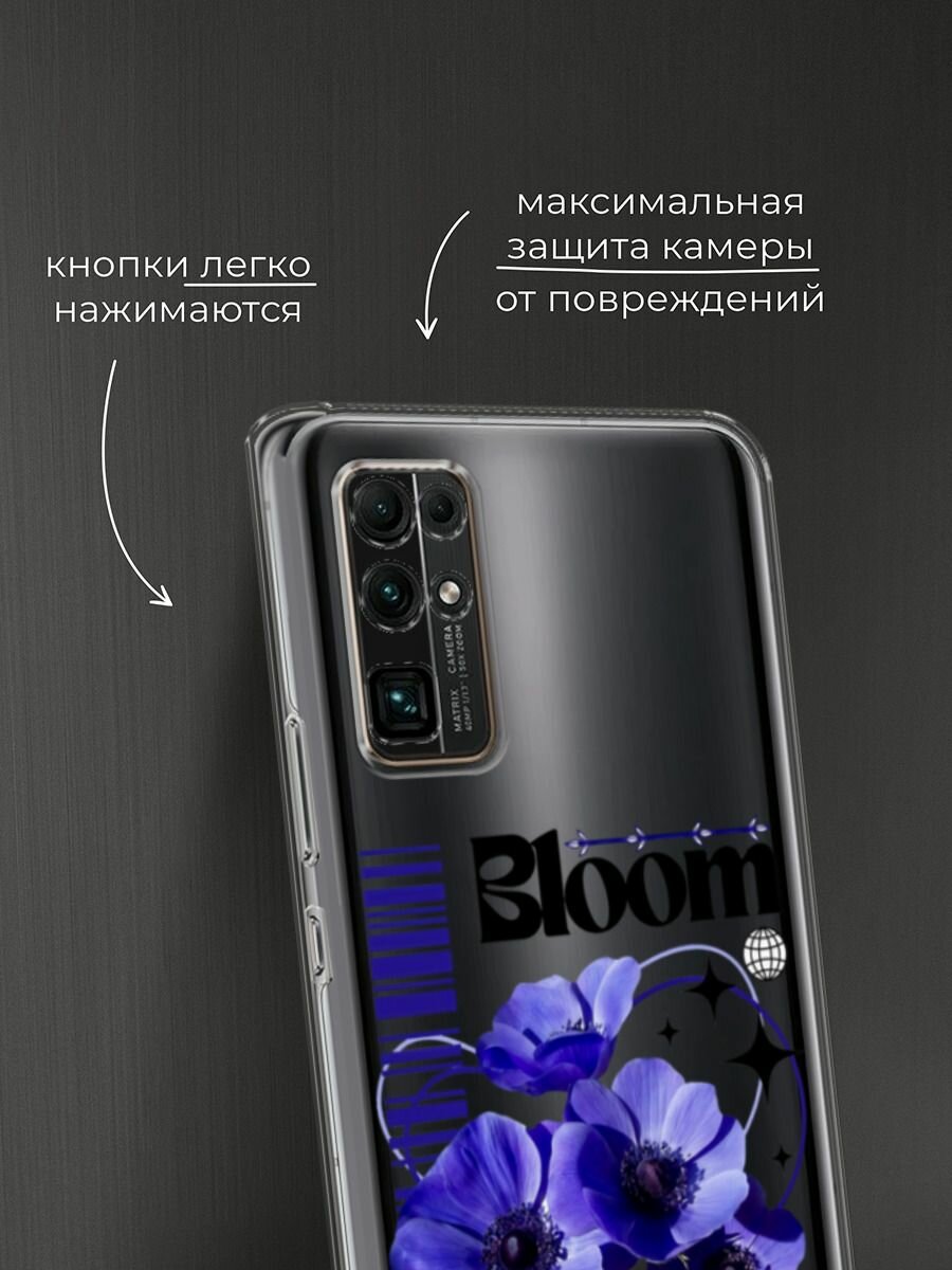 Чехол на Honor 30 / Хонор 30 с принтом "Завораживающие анемоны", прозрачный — фото 1