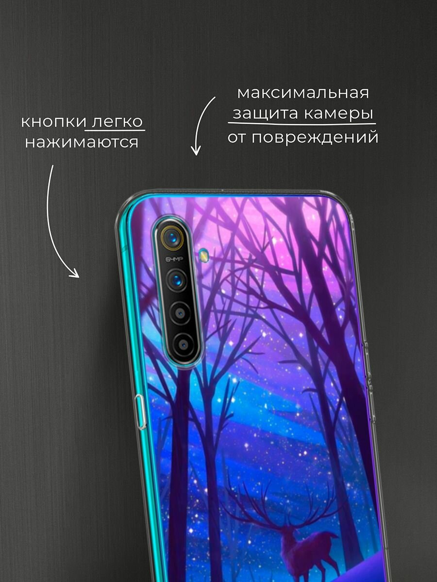 Силиконовый чехол на Realme XT / Реалми XT с принтом "Северный олень" — фото 1
