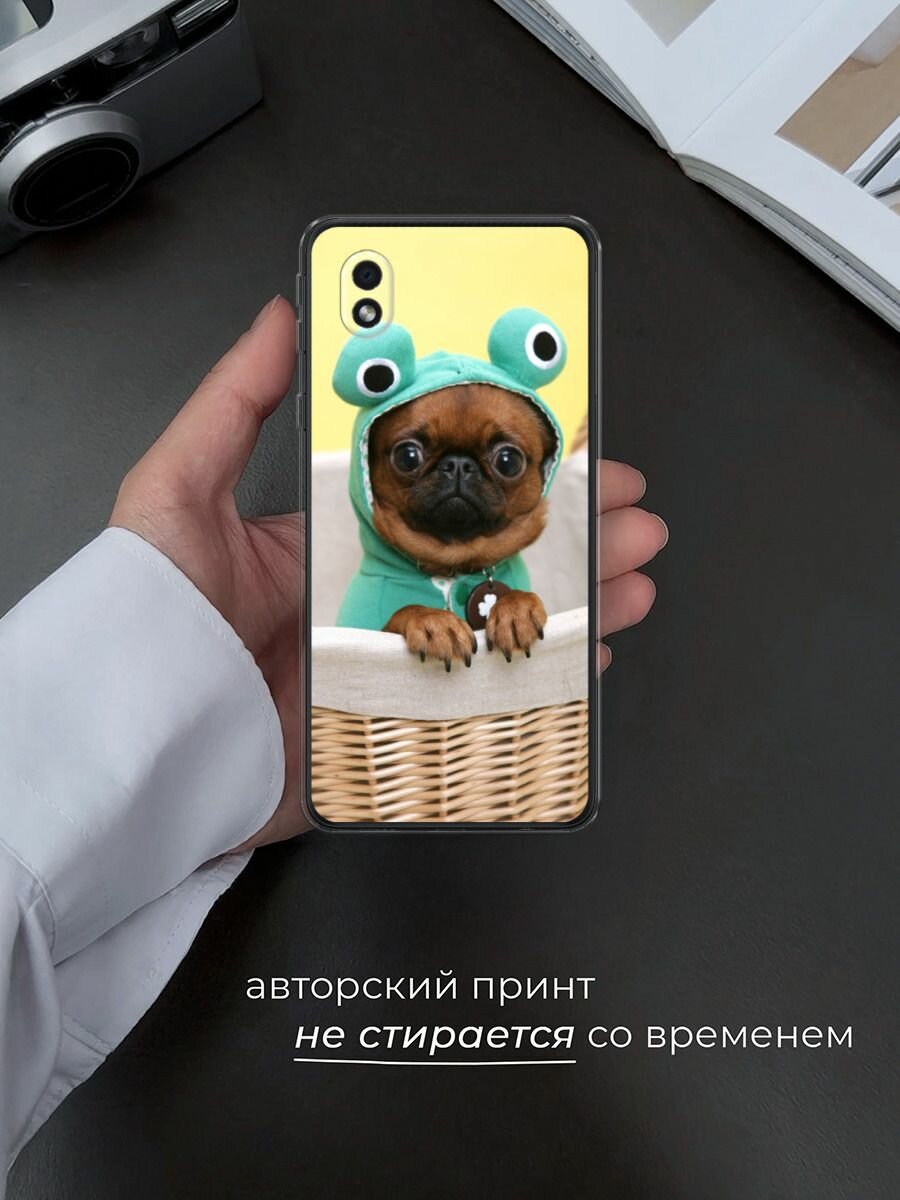 Чехол на Samsung Galaxy A01 Core / Самсунг Галакси А01 Core с принтом "Собачка в шапке лягушки" — фото 1