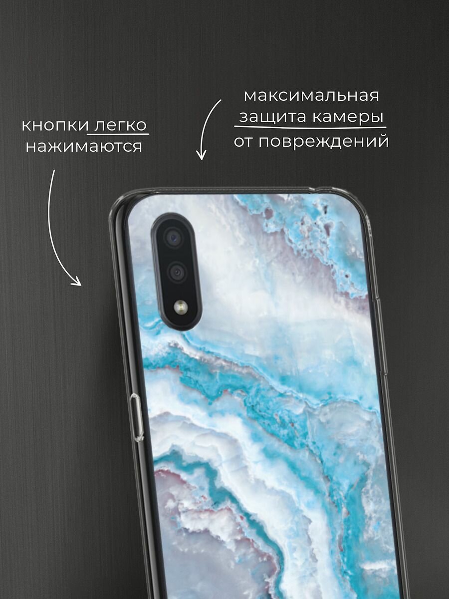 Чехол на Samsung Galaxy A01 / Самсунг Гэлакси А01 с принтом "Нежно-голубой мрамор" — фото 1