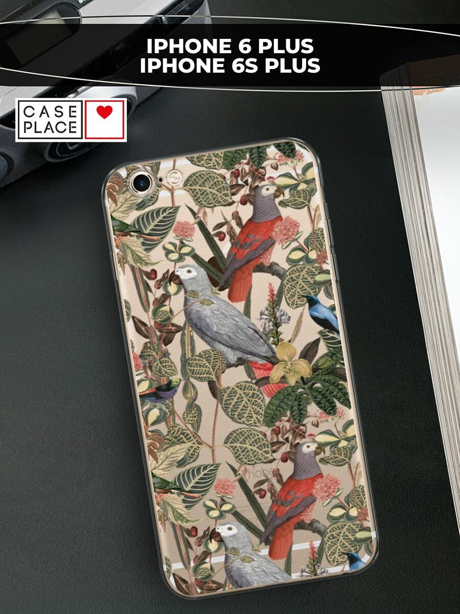 Чехол на Apple iPhone 6 Plus/6S Plus / Айфон 6 Плюс/Айфон 6С Плюс с принтом "Tropical pattern", прозрачный