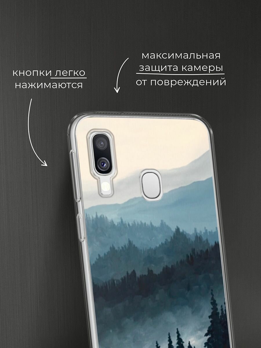 Чехол на Samsung Galaxy A40 / Самсунг Галакси А40 с принтом "Туманные горы" — фото 1