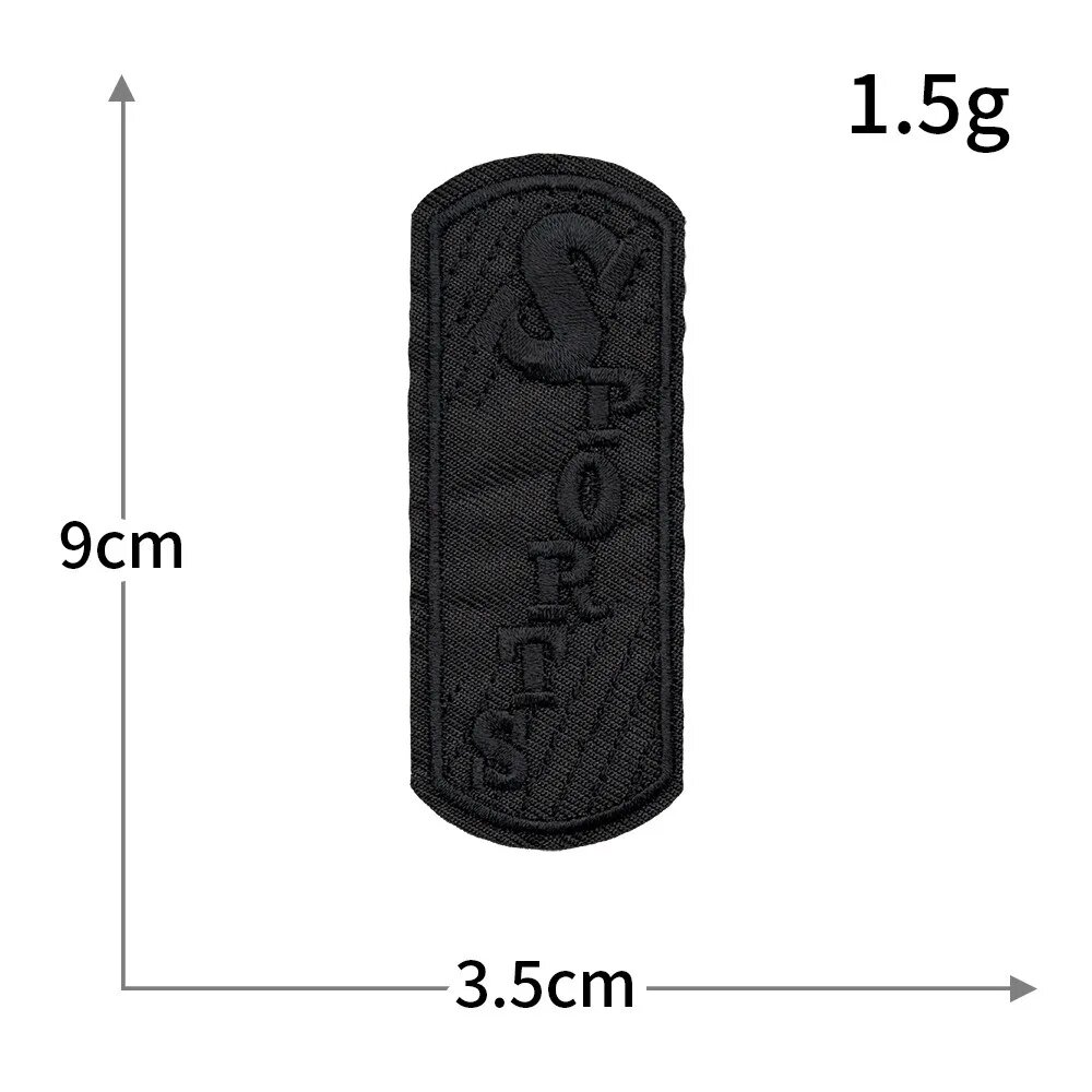 Вышитая заплатка "SPORT" черная, фиолетовая, 9x3.5 см, 1.5g