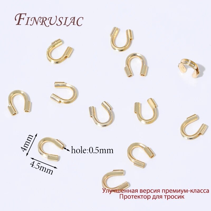 Защитные концевики для тросика FINRUSIAC, 100 шт, позолота 14K