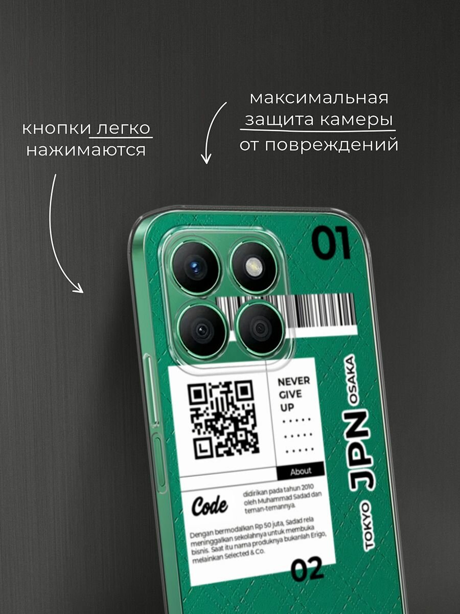 Силиконовый чехол на Honor X8B / Хонор X8B с принтом "JPN", прозрачный — фото 1
