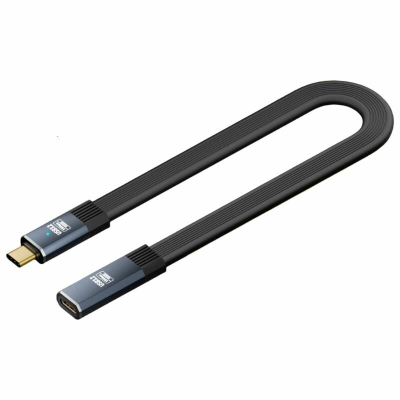 Кабель USB C удлинитель Type 3.2 для быстрой зарядки 100W и передачи данных 20Gbps, - черный 0,5 м