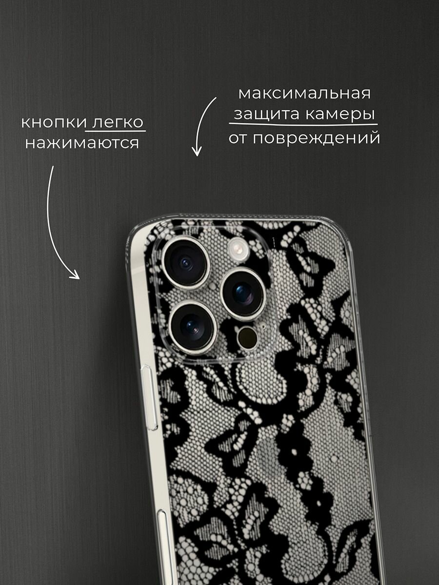 Чехол на Apple iPhone 16 Pro / Айфон 16 Про с принтом "Черная сетка 2" — фото 1