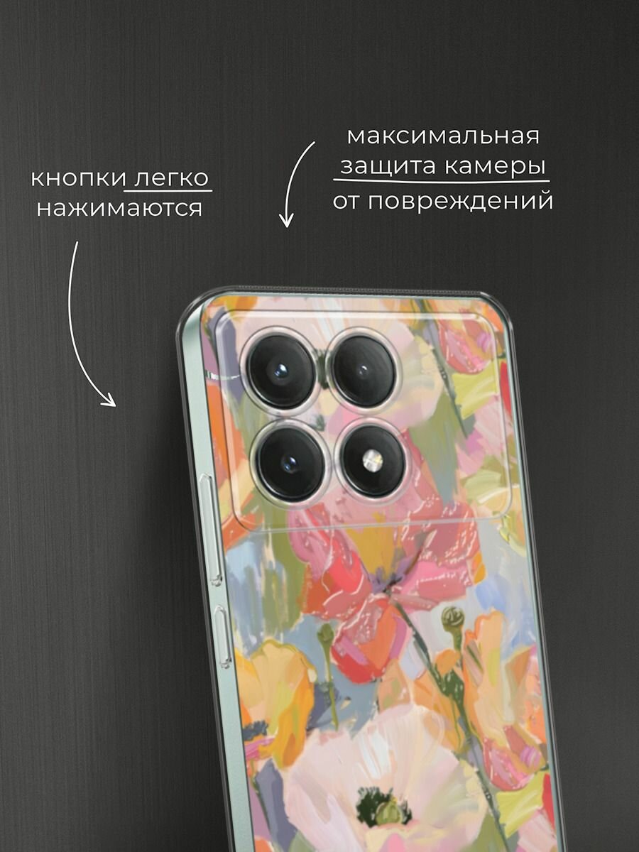 Чехол на Xiaomi Poco X6 PRO 5G / Поко X6 Про 5G с принтом "Акварельные анемоны" — фото 1
