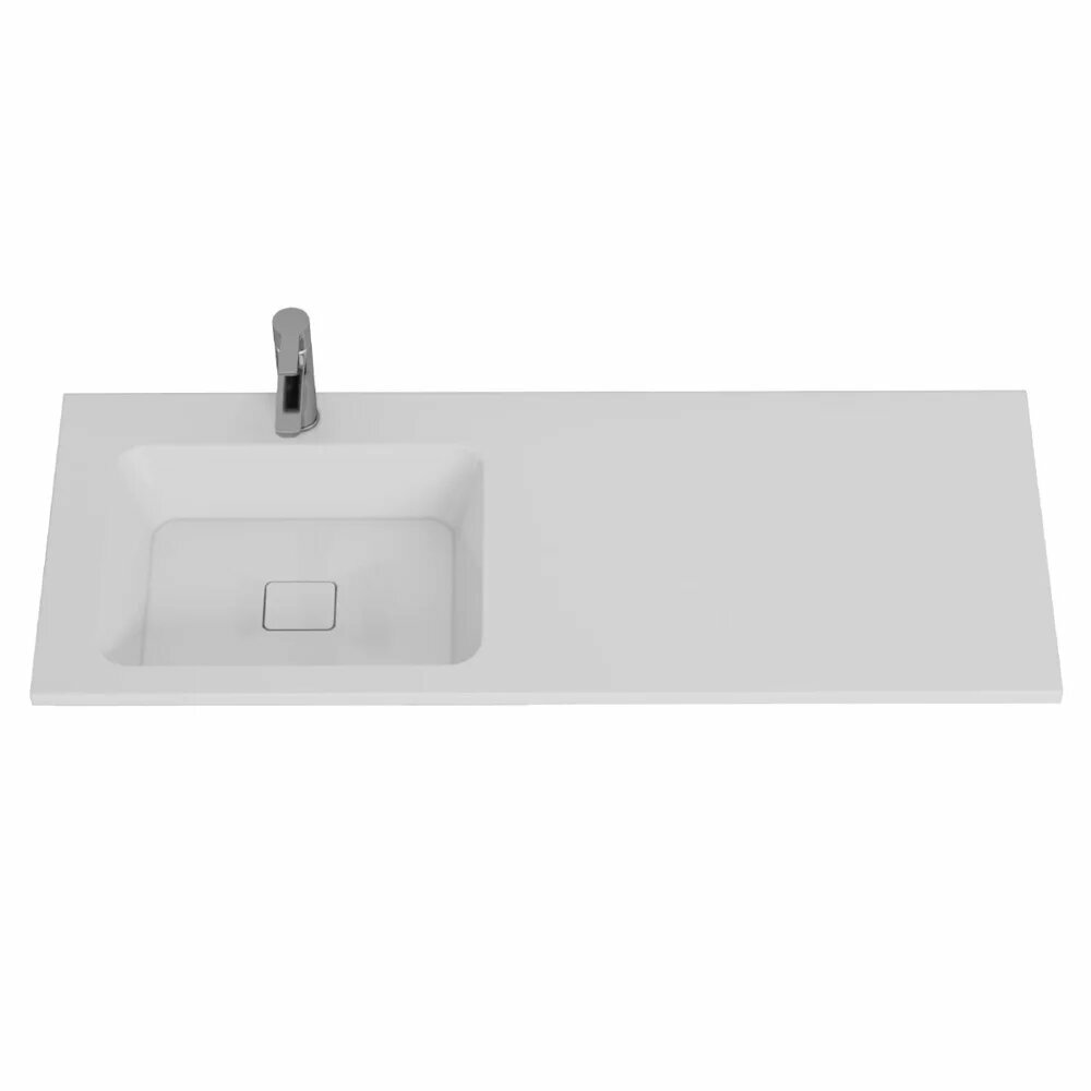 Раковина над стиральной машиной Dreja Wing 120 L с правым крылом, на кронштейне, белая, глянцевая, раковина для ванной из литьевого мрамора, прямоугольная