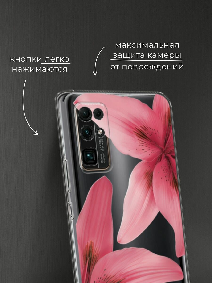 Чехол на Honor 30 / Хонор 30 с принтом "Pink flower" — фото 1