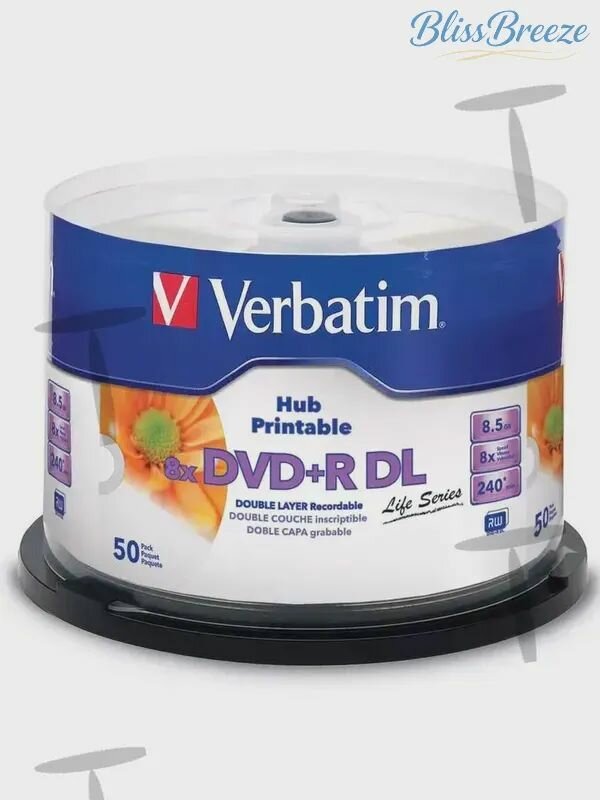 Диск для записи DVD+R, 8,5 ГБ, 50 шт