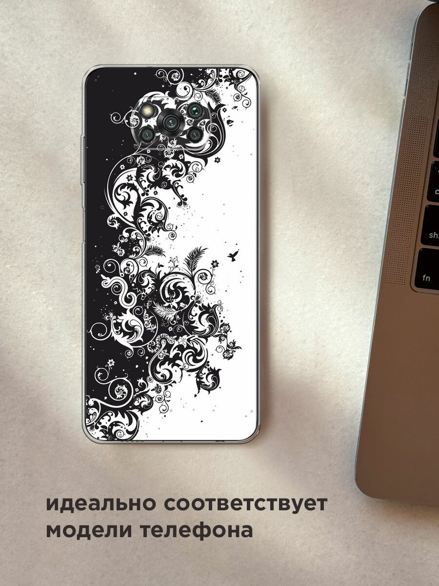 Чехол на Xiaomi Poco X3/X3 Pro / Поко X3/X3 Pro с принтом "Черно белый узор" — фото 1