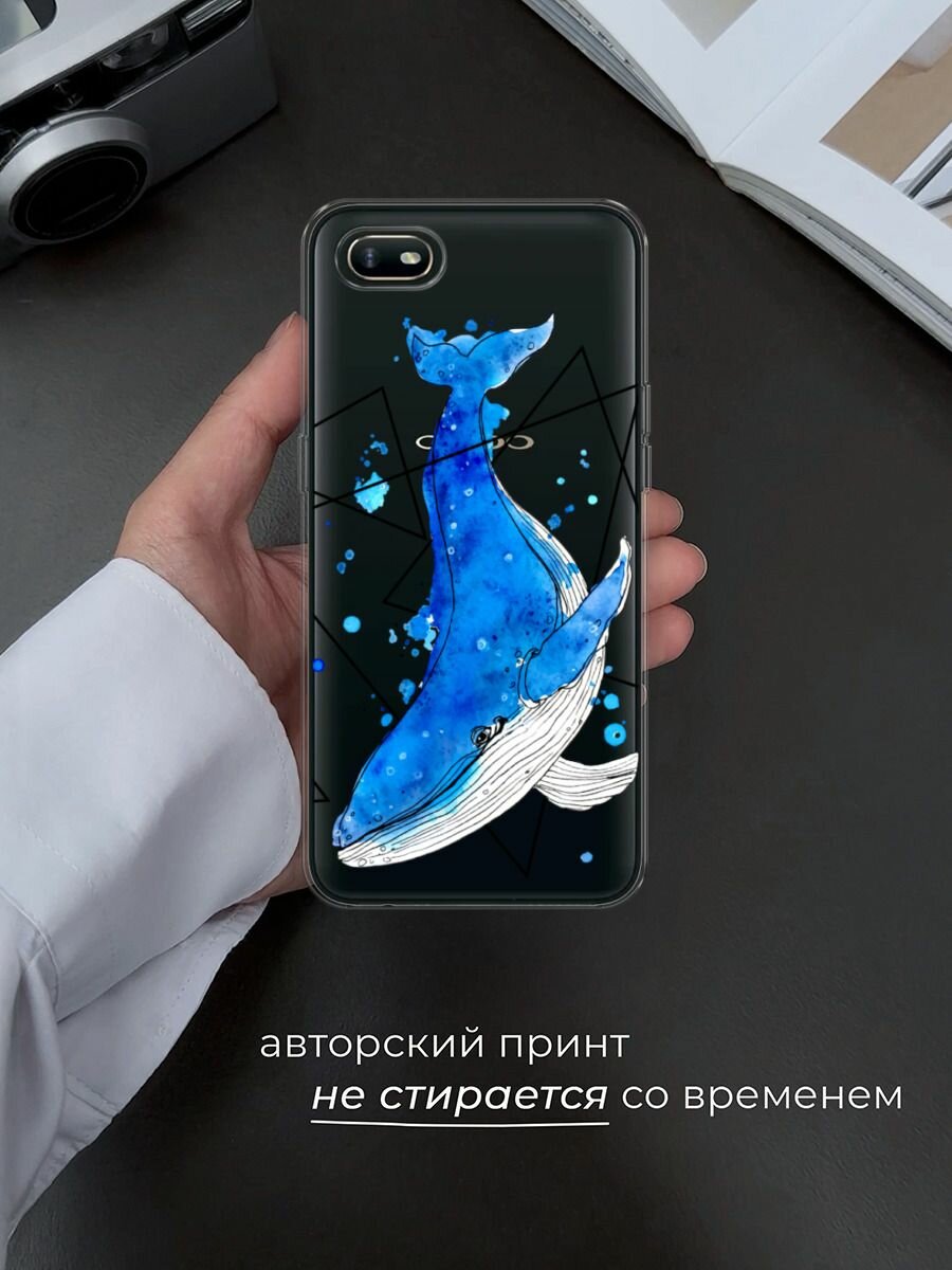 Чехол на Oppo A1k / Оппо А1к с принтом "Кит графика", прозрачный — фото 1