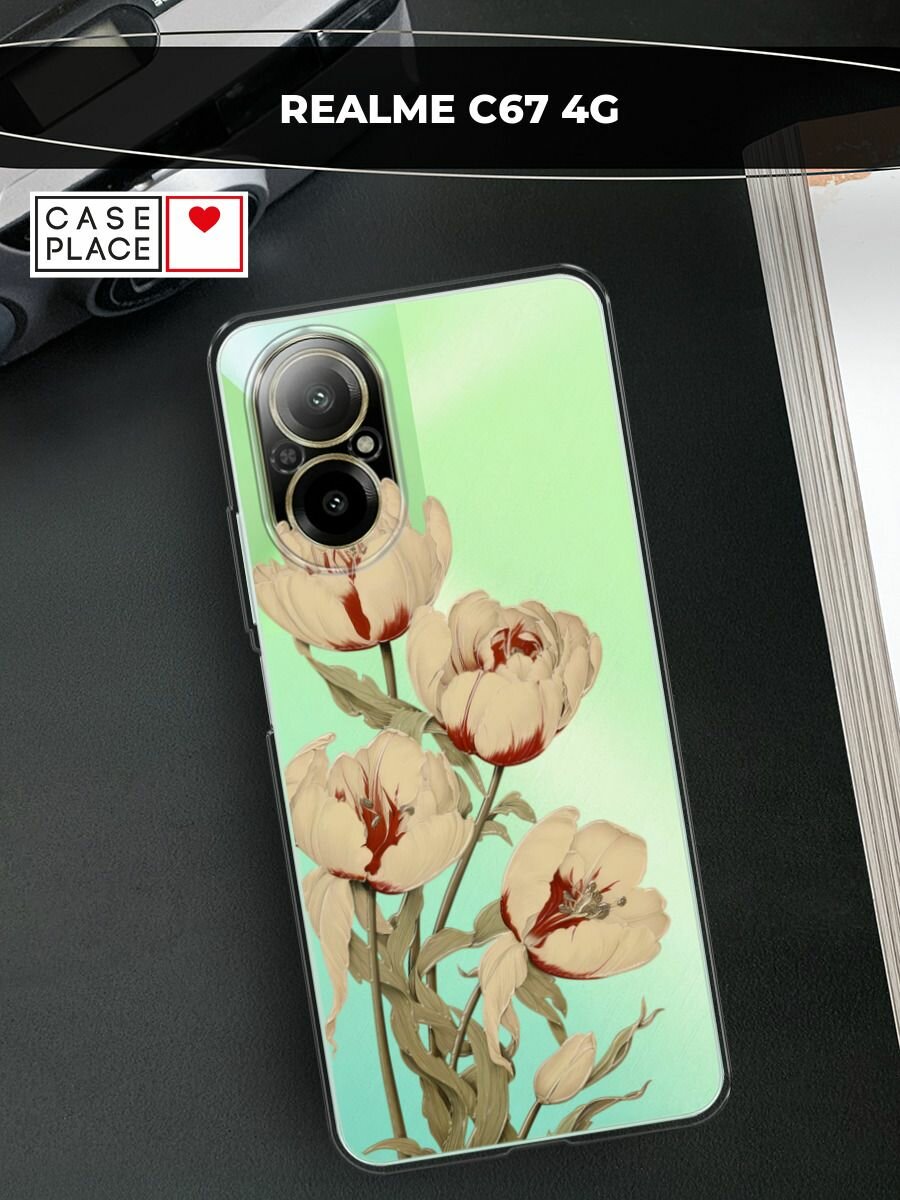 Чехол на Realme C67 4G / Реалми C67 4G с принтом "Бежевые бутоны"