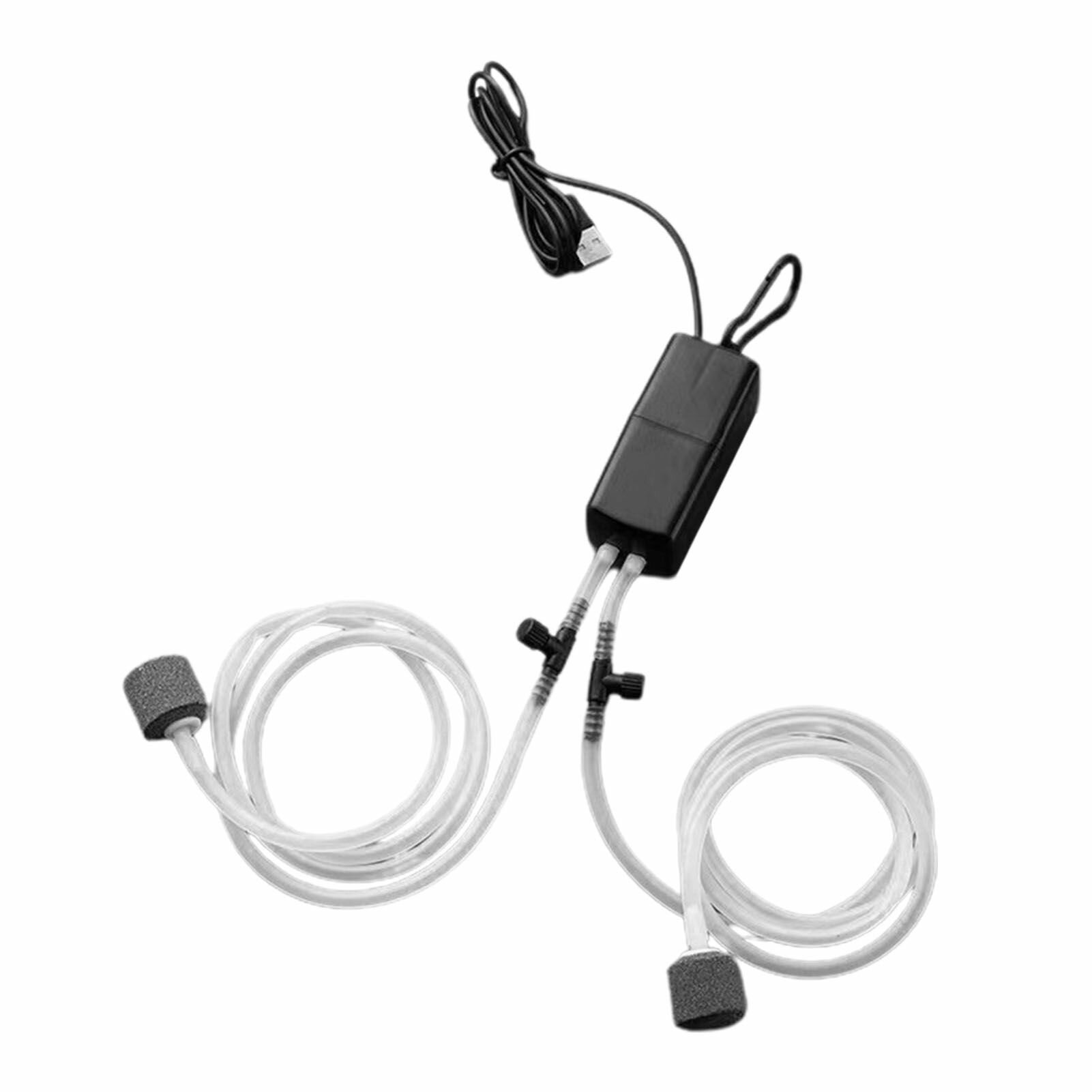 USB насос кислорода для аквариума портативный бесшумный двойной выход мини рыболовный кислородный воздушный насос для домашнего аквариума черный