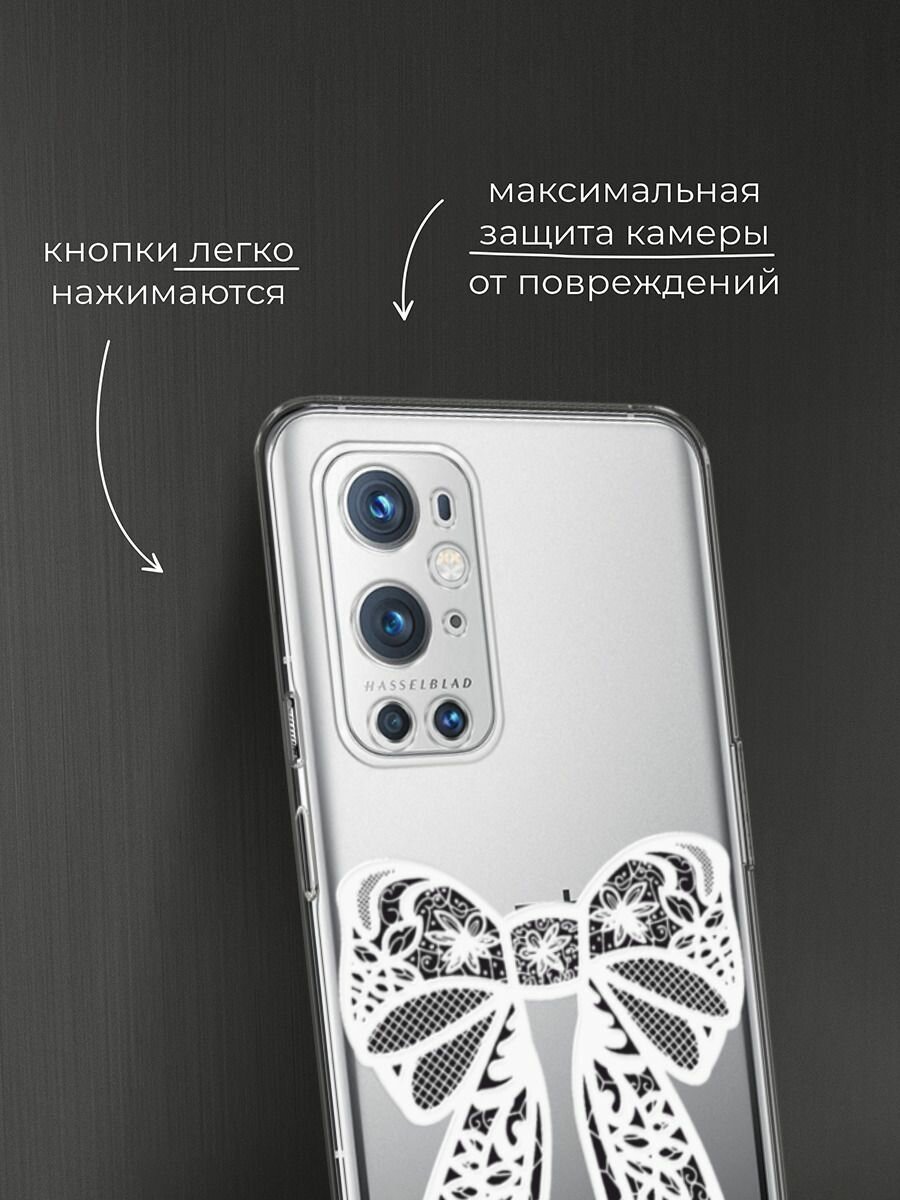 Чехол на OnePlus 9 Pro / ВанПлас 9 Про с принтом "Черно-белый бант 2" — фото 1