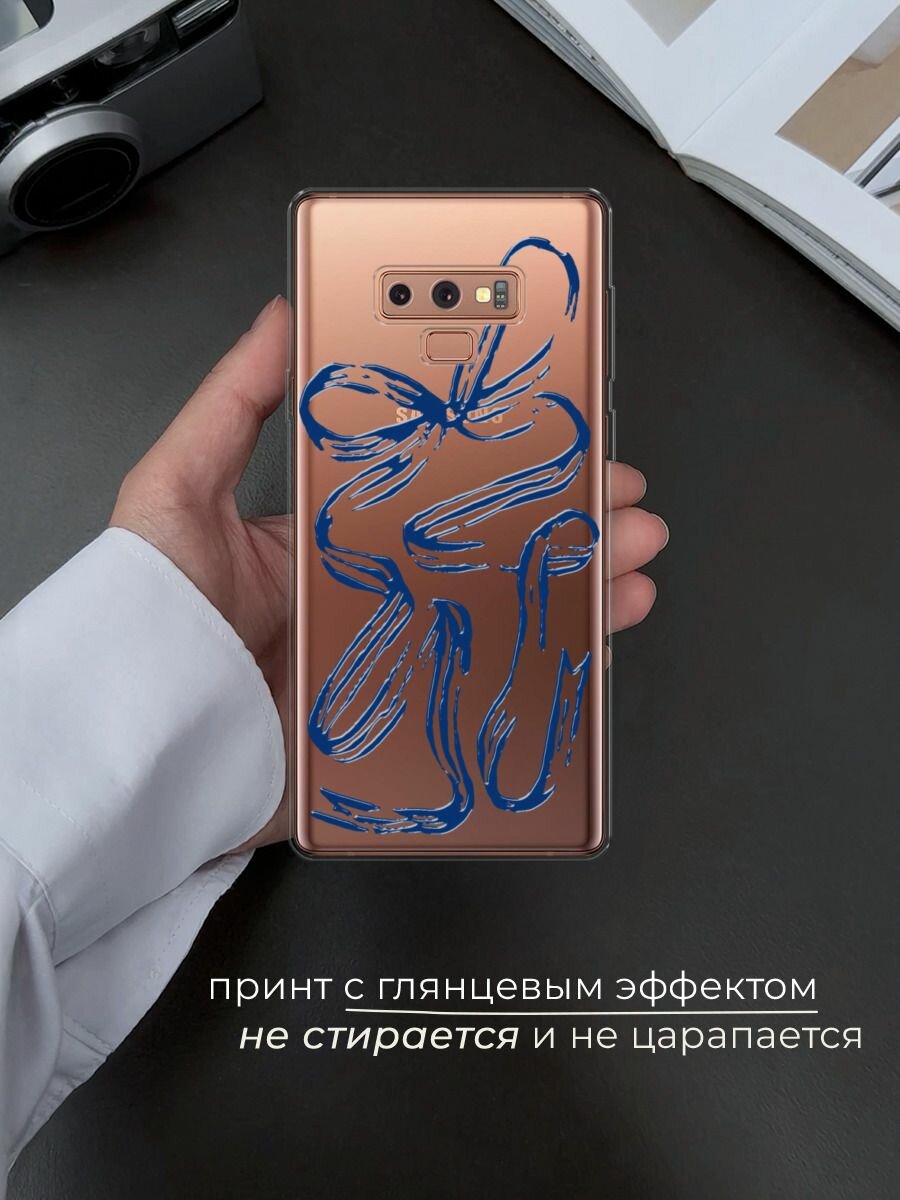 Чехол на Samsung Galaxy Note 9 / Самсунг Галакси Нот 9 с принтом "Синие очертания банта 2" — фото 1