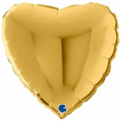 Воздушный шар GRABO "Сердце", без рисунка, Металлик Gold 5, 22 дюйма