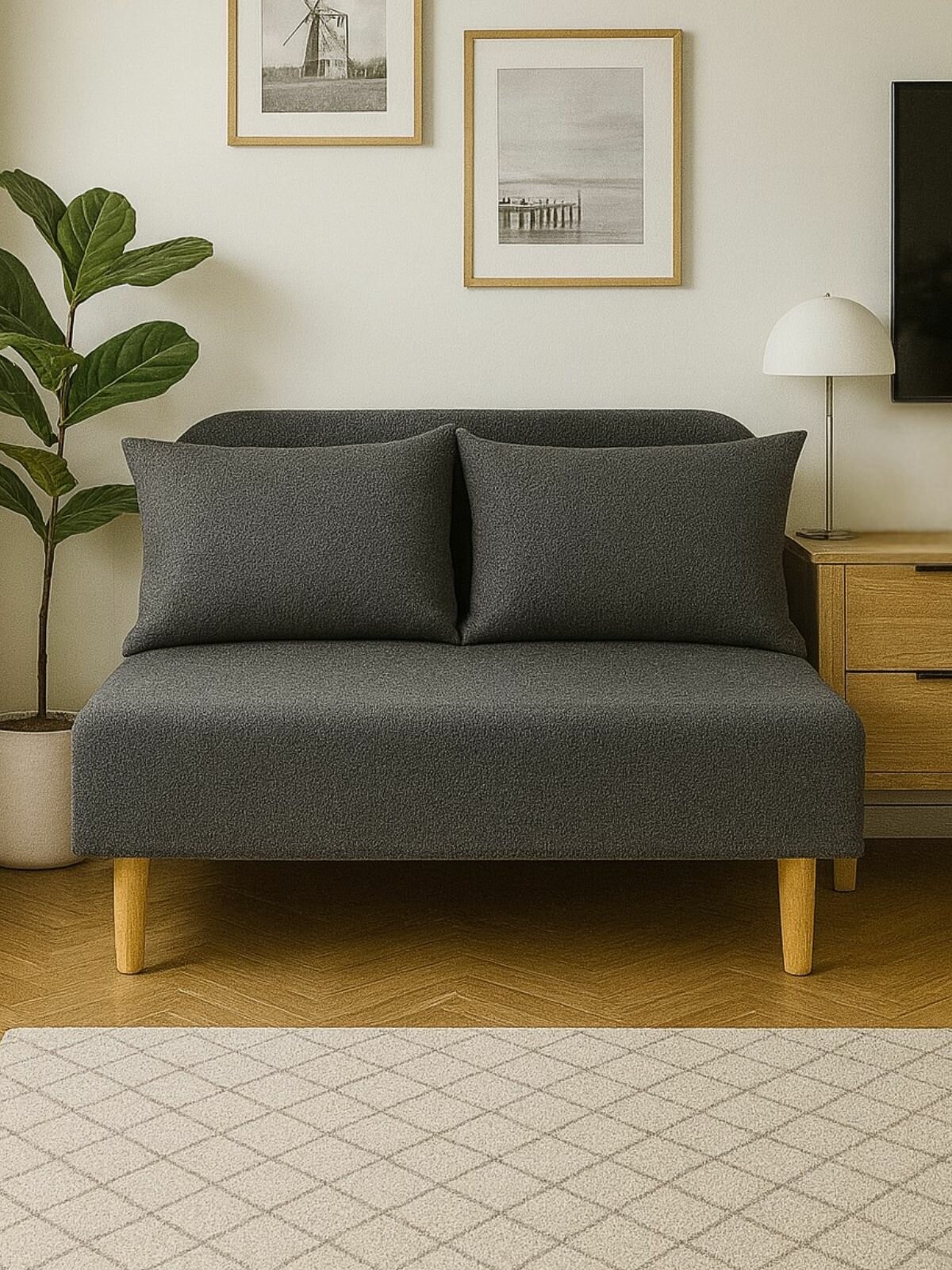 Банкетка букле с подушками