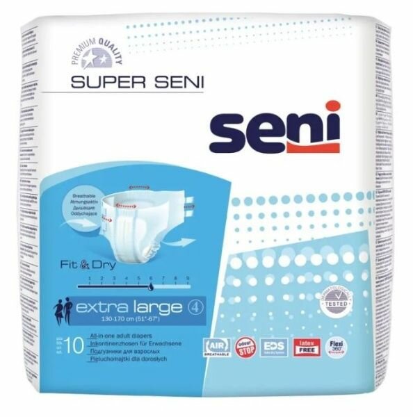 Подгузники SENI "Cупер классик", Extra Large, для взрослых, №10