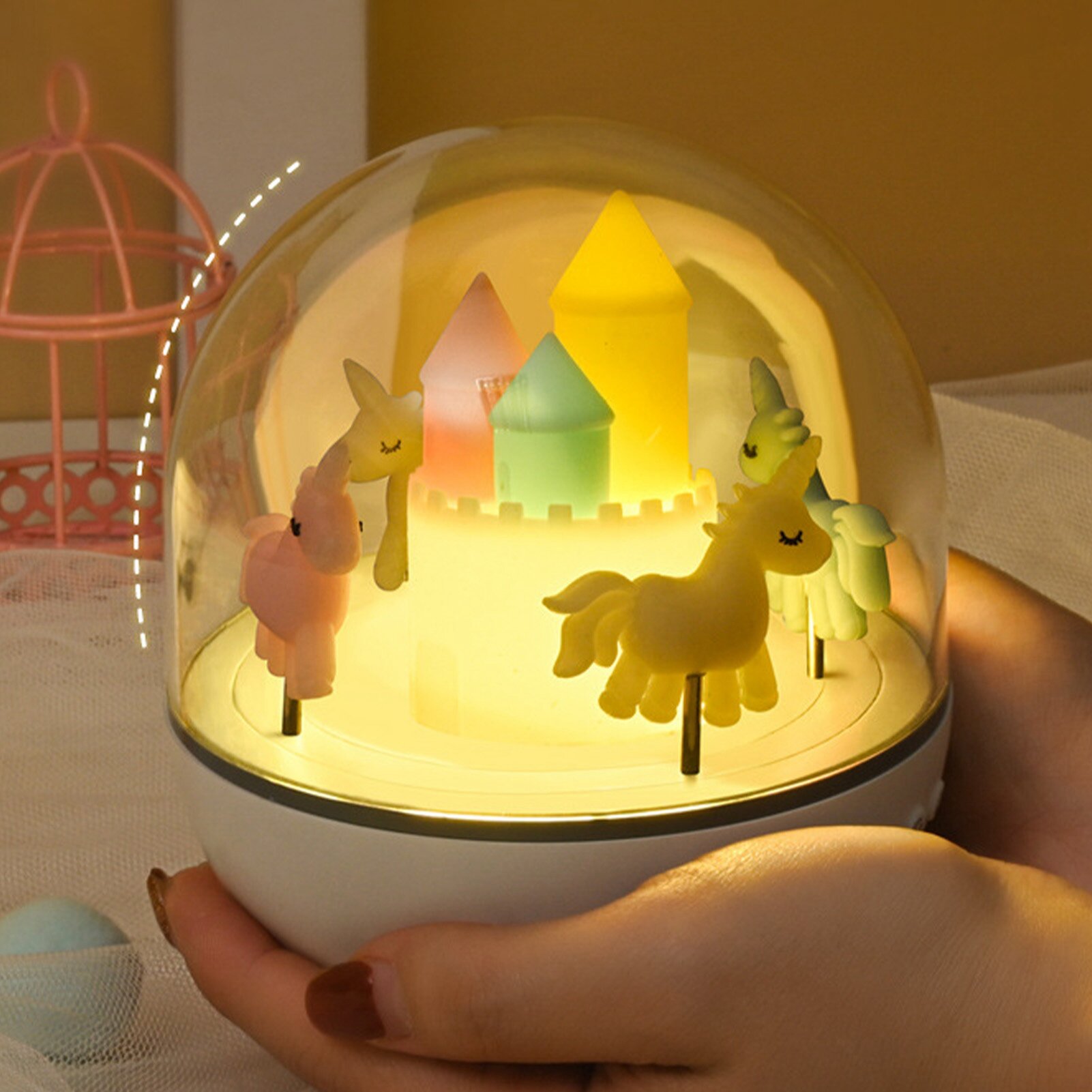 Карусельный светильник, прикроватный ночник, вращающийся романтический светильник, украшение для дома