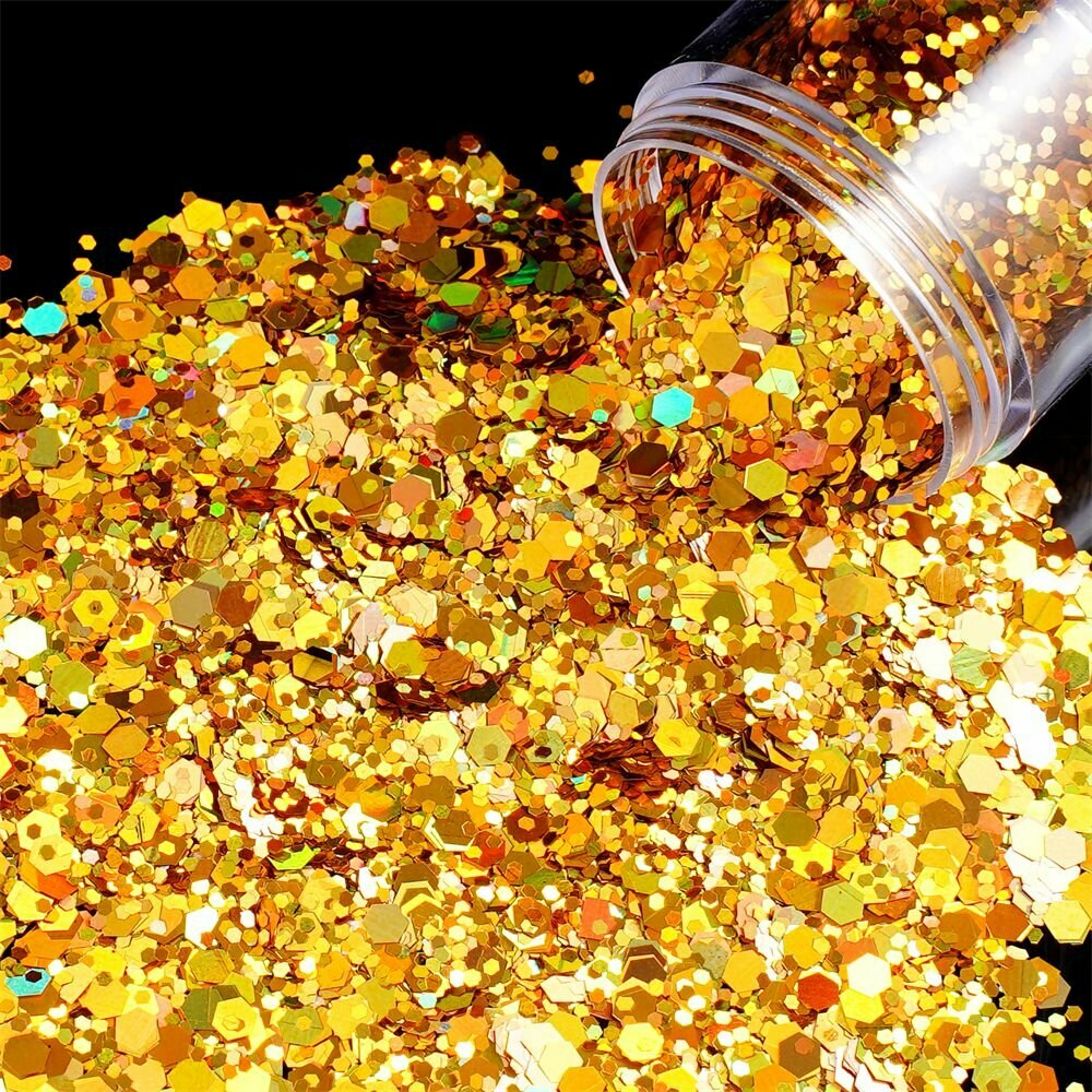 Золотой мерцающий блеск в банке, премиум супер блёстки для литья изделий и декоративных проектов, идеальны для рукоделия, украшений и творческих поделок
