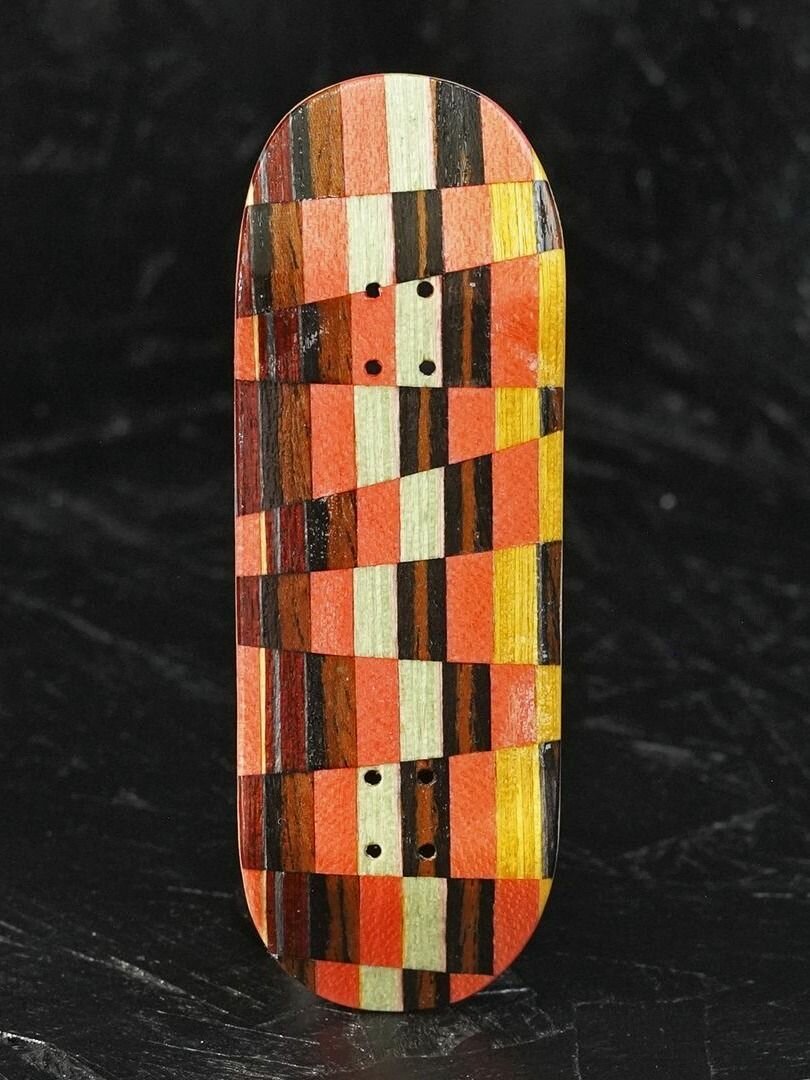 Дека для фингерборда ZZAP Split Cuted Stripes rd-brn-raw-yllw 31 x 97 мм low concave