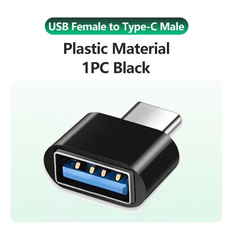Адаптер USB Female to Type-C Male, черный