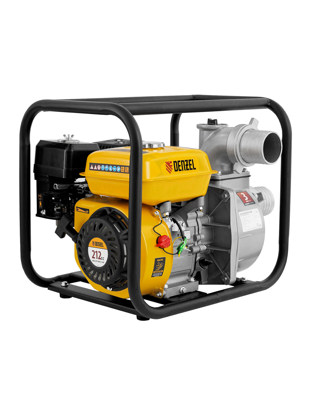 Мотопомпа бензиновая для чистой воды Denzel PX-807 л. с, 3", 1000 л/мин, глуб 8 м, напор 30 м 99202