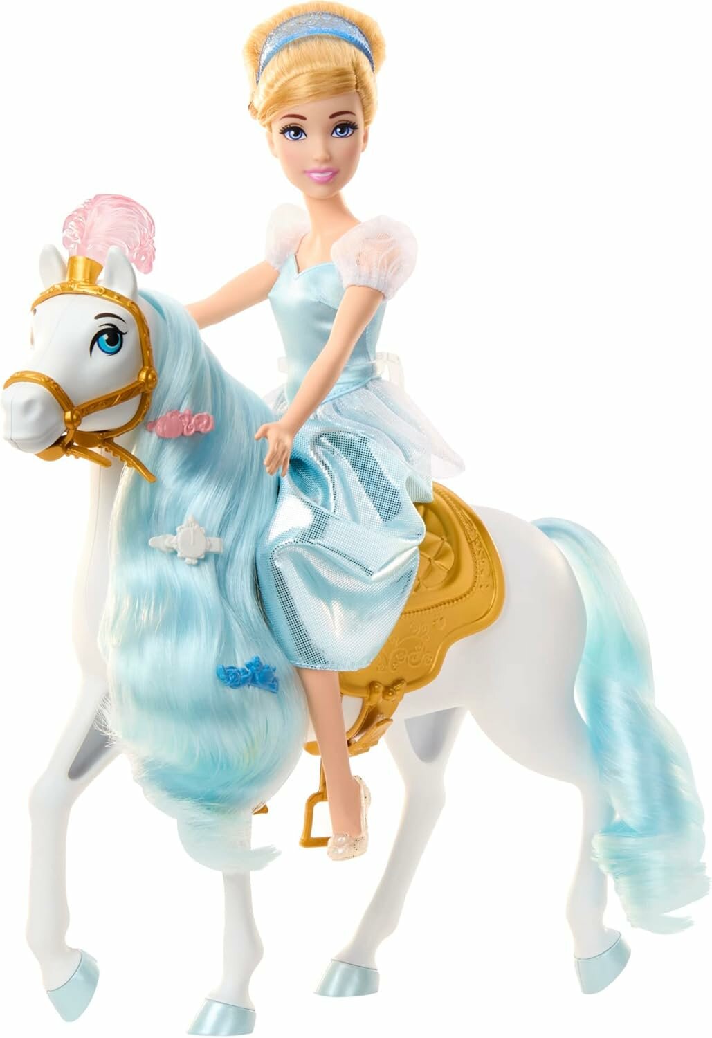 Кукла Mattel Disney Princess Toys, Cinderella Doll with Horse and Styling Accessories