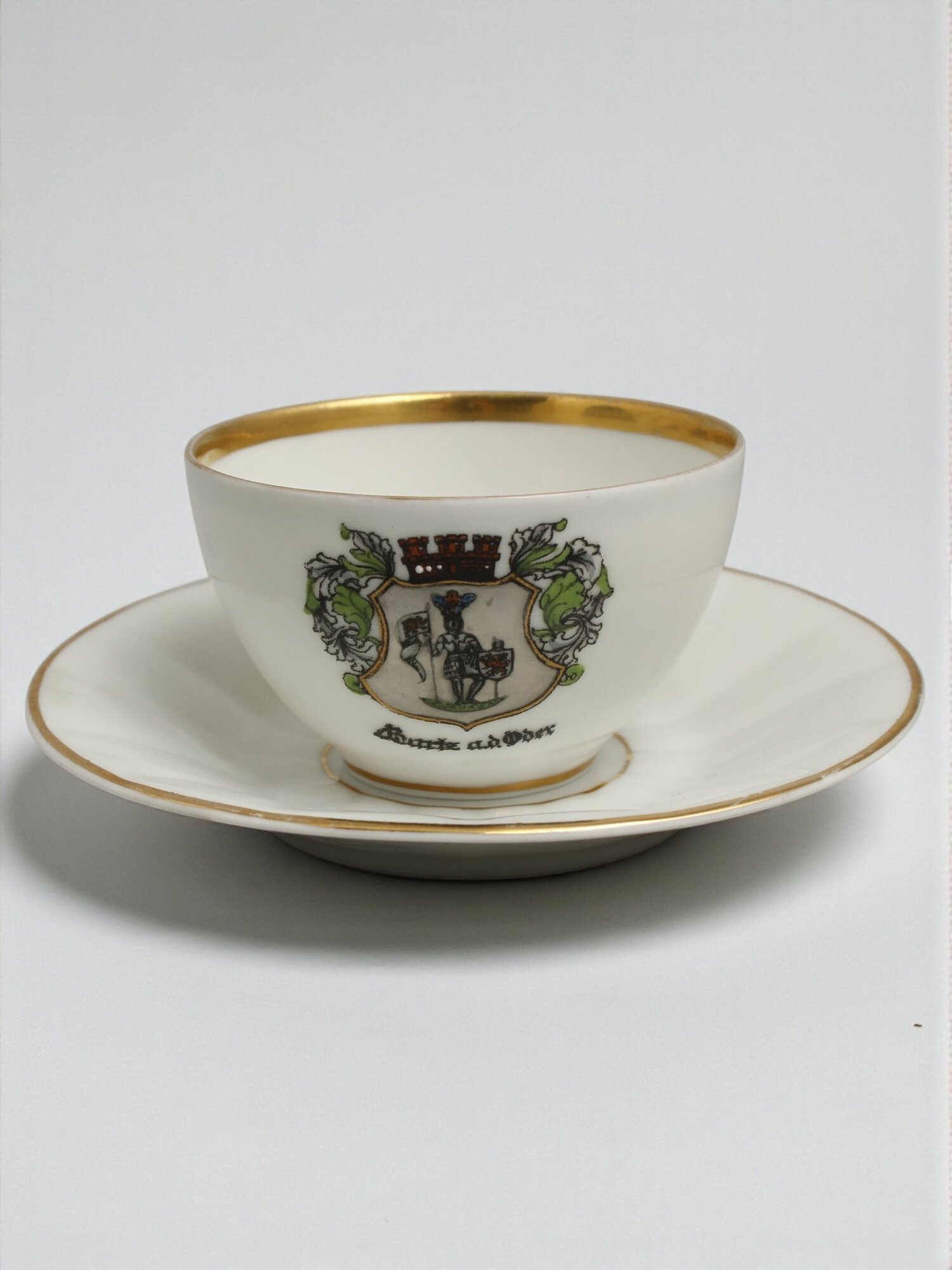 Антикварная кофейная пара, фарфор, деколь, живопись, Европа, 1960-е г.