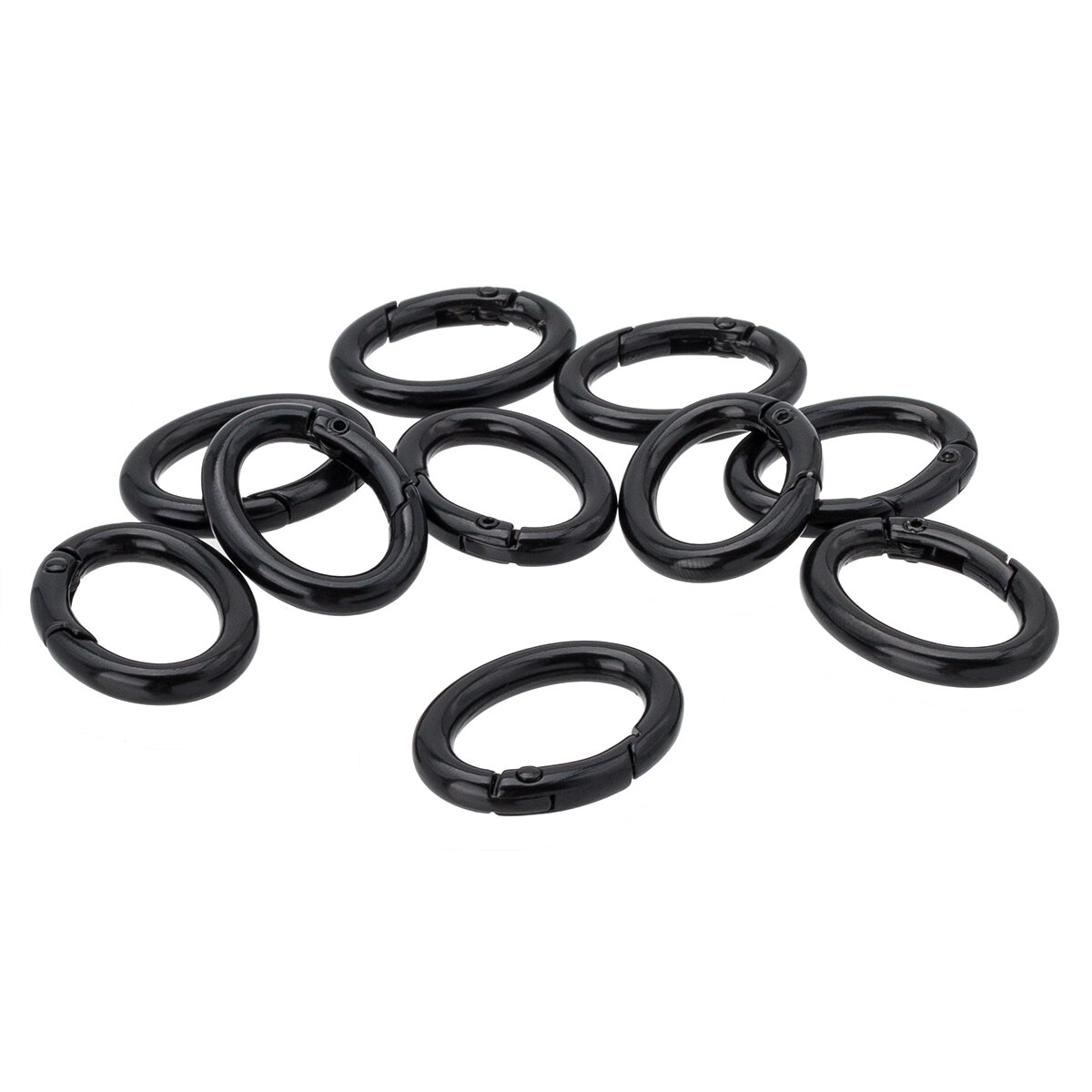 Карабин овальный для сумок, 20*11 мм, цвет черный матовый, 10 штук, Айрис