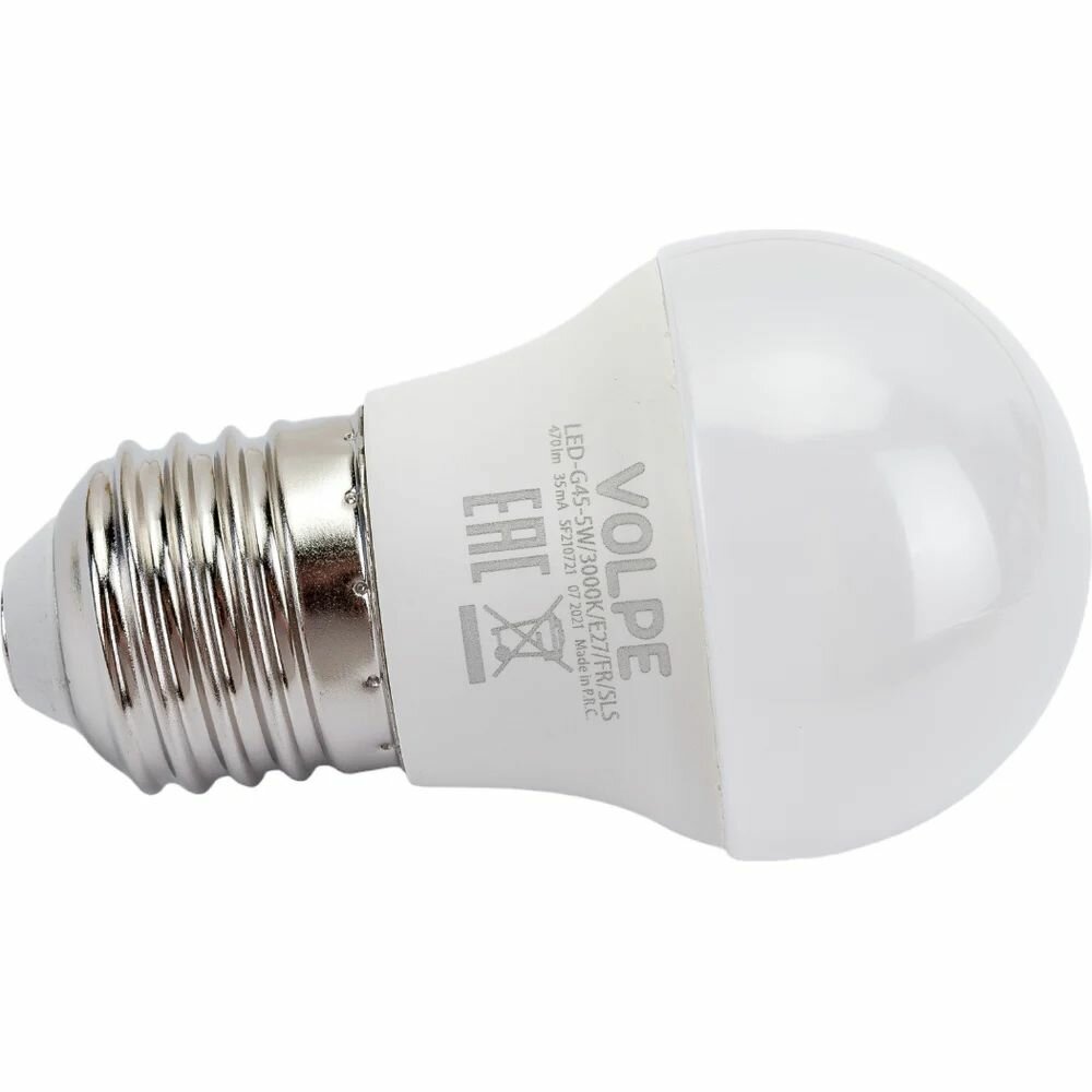 Светодиодная лампа Volpe LED-G45-5W/3000K/E27/FR/SLS UL-00008803