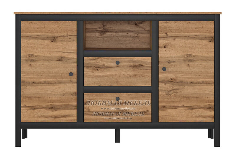 Тумба БРВ мебель Loft KOM2D2S/150 дуб вотан/черный