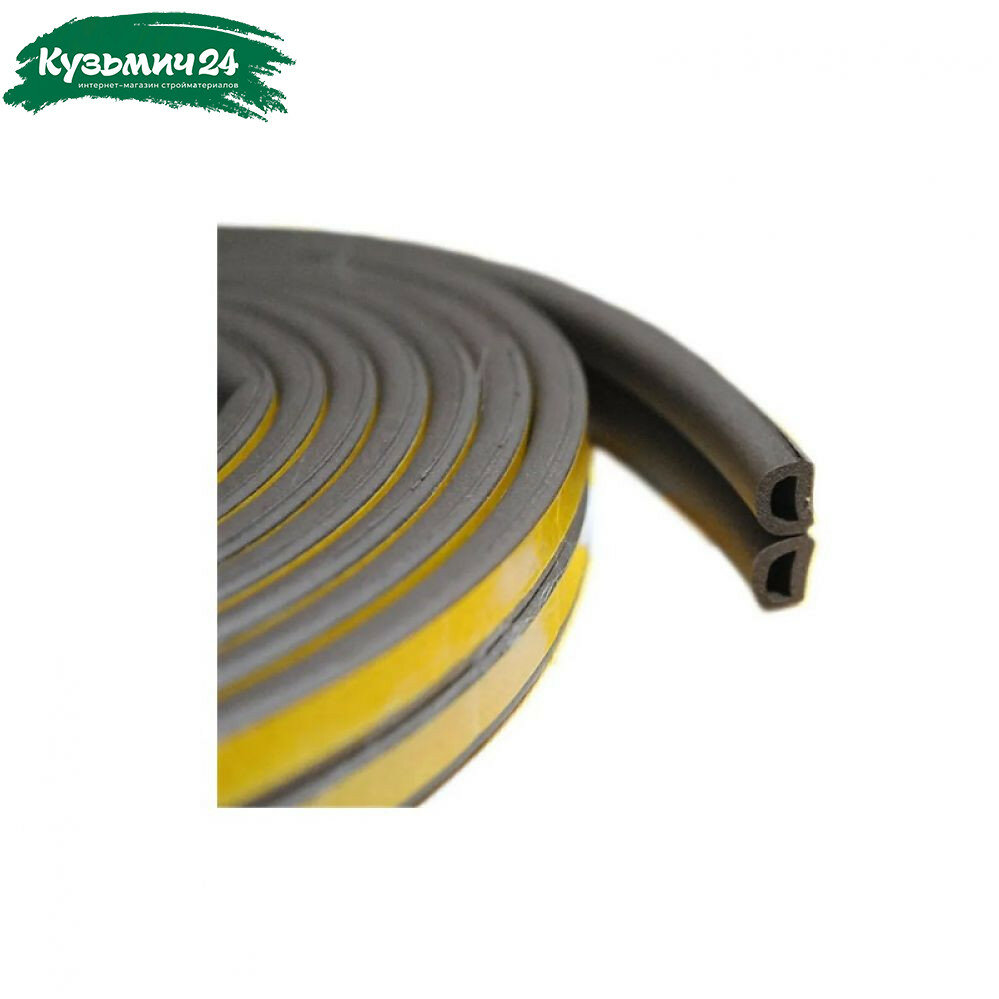 Уплотнитель TYTAN Professional промышленный самоклеящийся D-профиль чёрный 9х7,5мм 6м, на отрез от 1 м