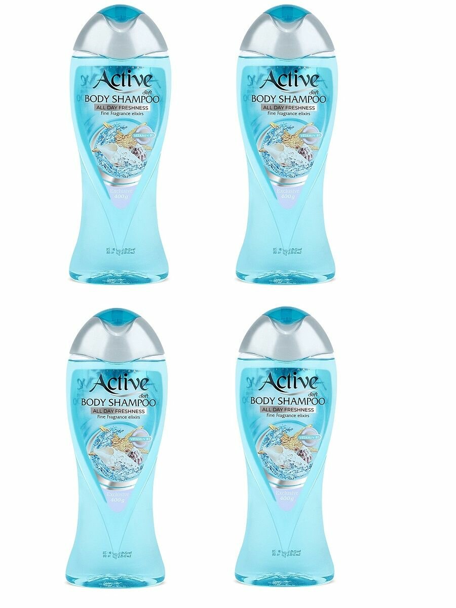 Гель для душа Active Natural Морской, с витамином B5, 400 мл Blue, 4 шт