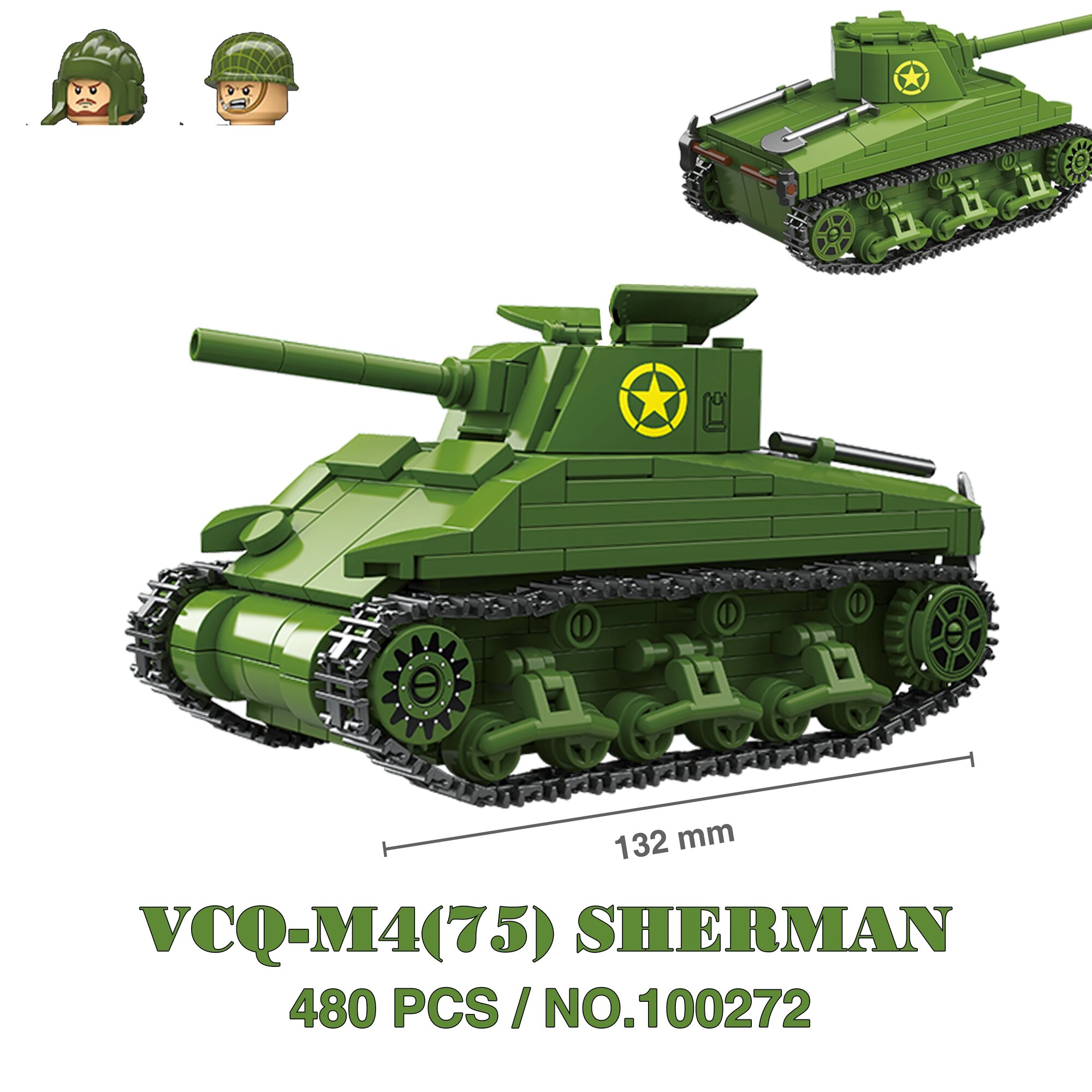 Конструктор танков Stuart SdKfz251 PanzerVI Sherman US Army VCQ-M4(75) SHERMAN