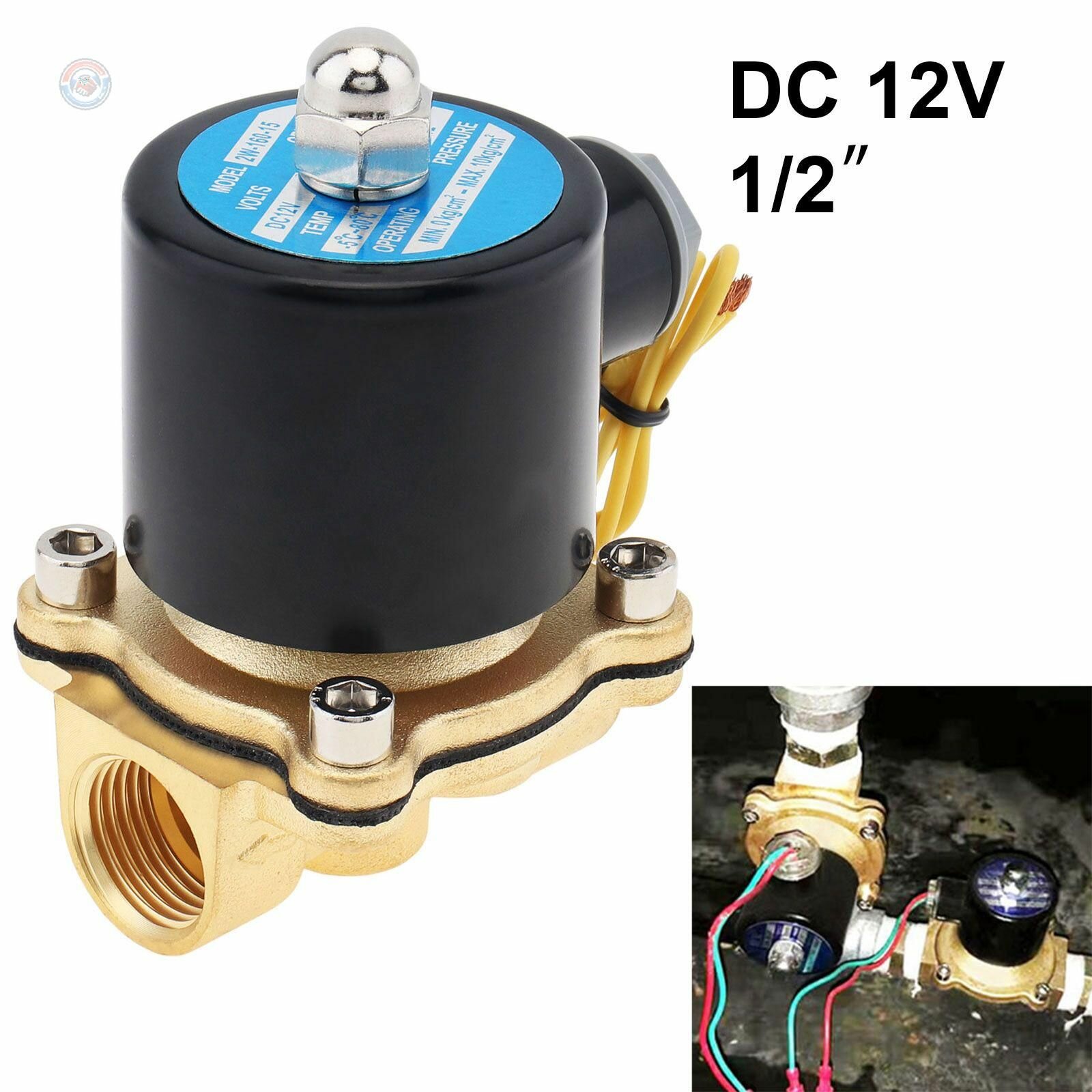 Электромагнитный клапан 1/2' DN15 12V для воды масла газа, нормально закрытый медный соленоидный привод, универсальный монтаж в системы полива, отопления, автономного водоснабжения