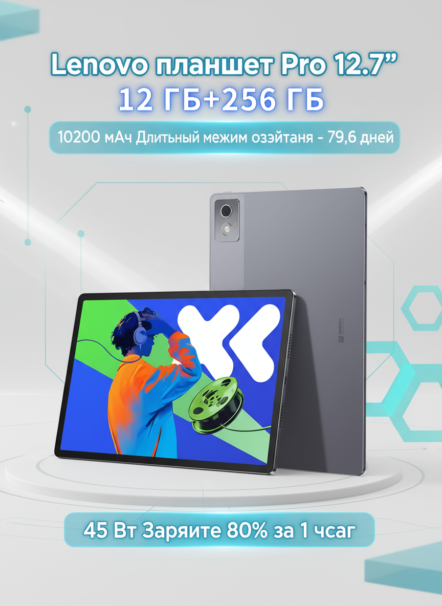 Планшетный ПК Lenovo "TB375FC Pro", 12.7", 12ГБ+256ГБ, 10200мАч, сканер отпечатка пальца