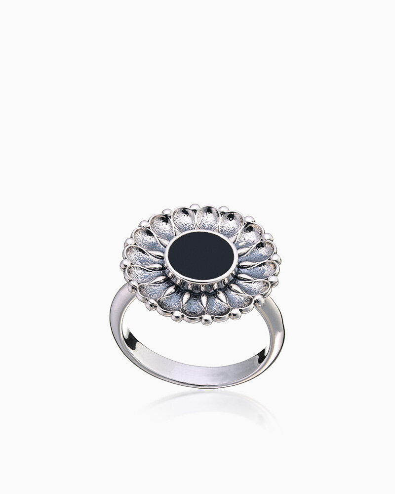 Кольцо, серебро, 925 проба, оникс