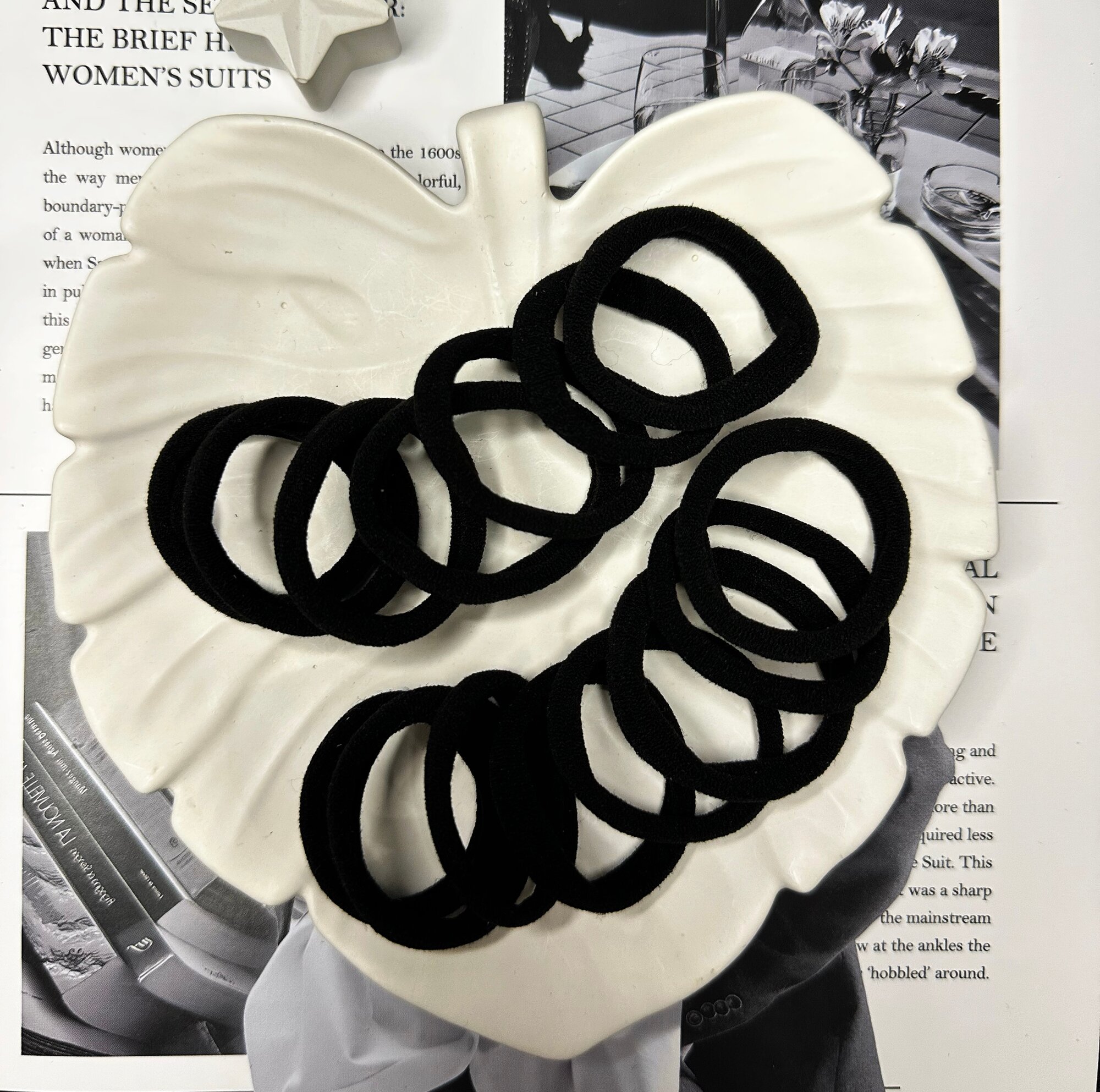 Набор резинок, бесшовные, эластичные, черный цвет, 4см, 15шт