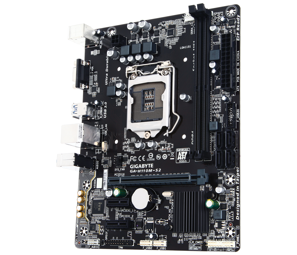 Материнская плата GIGABYTE GA-H110M-S2 rev1.0 LGA1151 PCI-E Dsub GbLAN SATA MicroATX 2DDR4