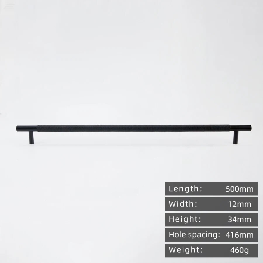 Ручка для шкафа черная 500x12x34 мм, hole spacing 416mm