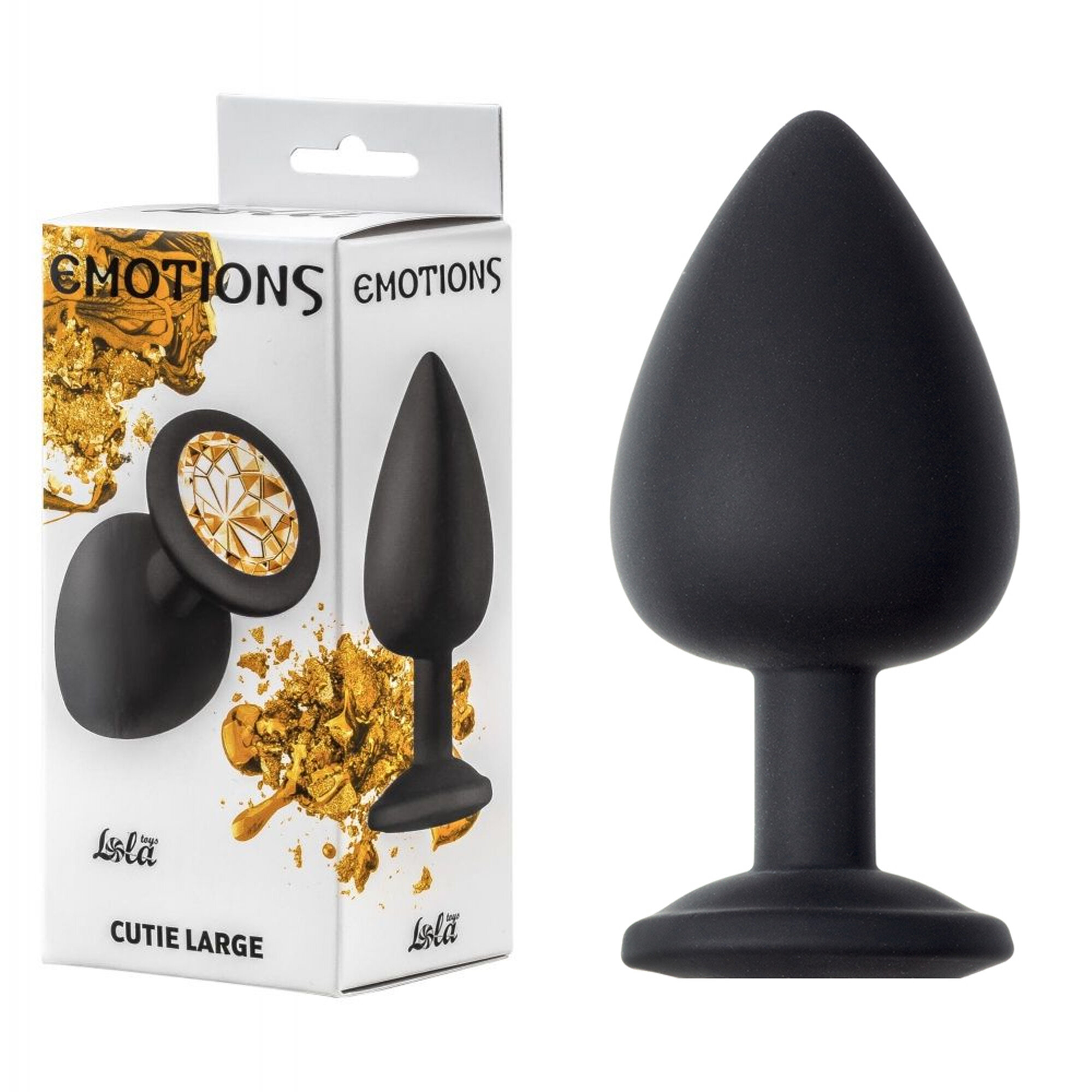 Анальная пробка Emotions Cutie Large Black golden crystal (9.5, Ø 4.2 см) Lola Toys