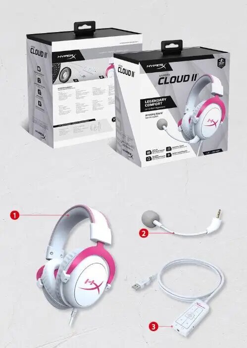 HyperX Cloud 2 II игровые наушники Cloud2 PinkWhite