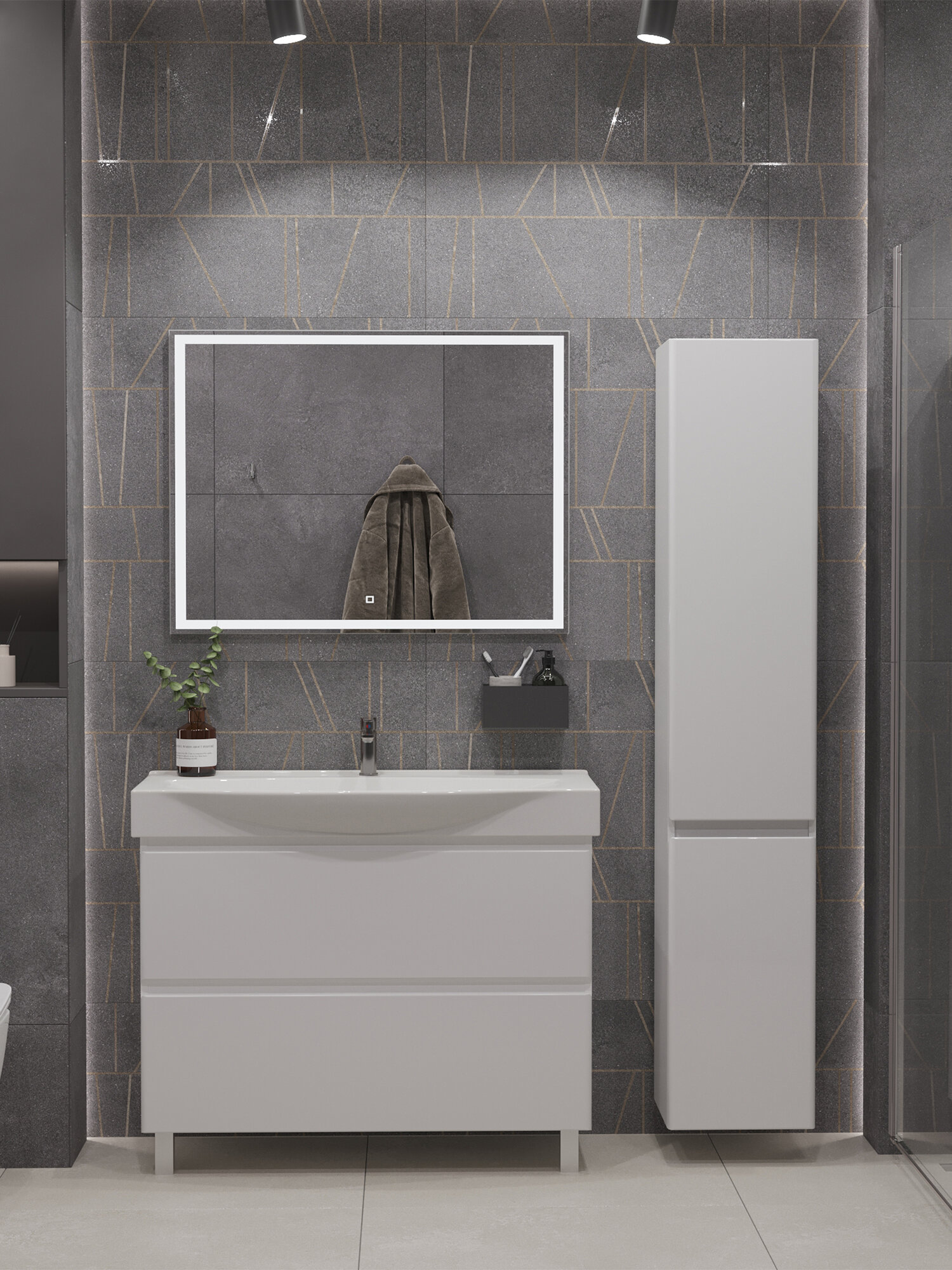 Тумба напольная SanStar Arista 105 с раковиной Элвис 105 для ванной комнаты, белая